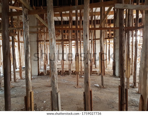 Interior Empty Construction Site Concrete Building Stock Photo ...