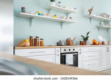 Modern White Kitchen Counter White Details Stock Photo 1470349310 ...