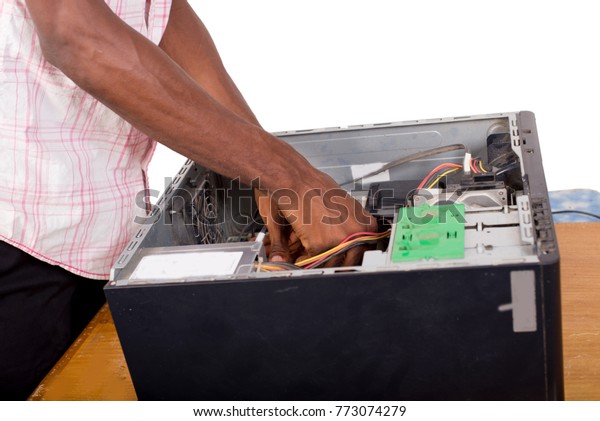 Interior Open Computer Being Repaired By Stock Photo 773074279 ...