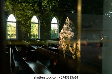 Interior Protestant Churches Through Window Flares Stock Photo ...