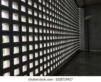 Interior Square Hole Pattern Wall Perspective Stock Photo (Edit Now ...