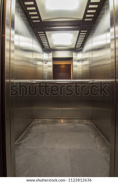 Interior Steel Elevator Mirror Stone Floor Stock Photo 1122812636 ...