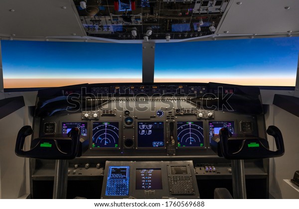 Interior View Aircraft Control Unit Cockpit Stock Photo 1760569688 ...