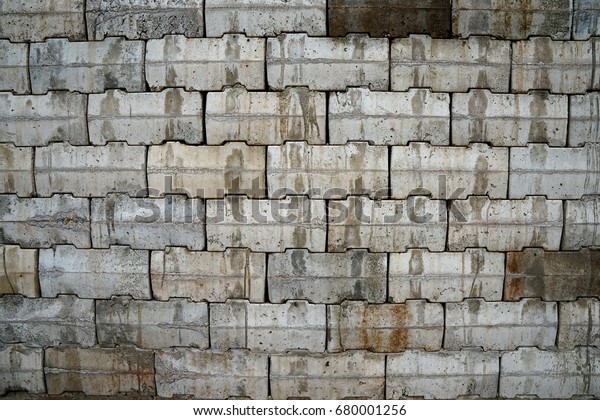 Interlocking Wall Gray Brown Concrete Blocks Stock Photo 680001256 ...