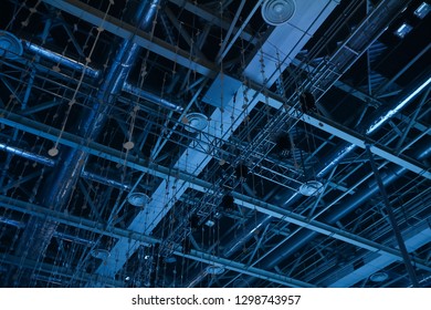 Intersection Construction Beams Blue Light Stock Photo 1298743957 ...