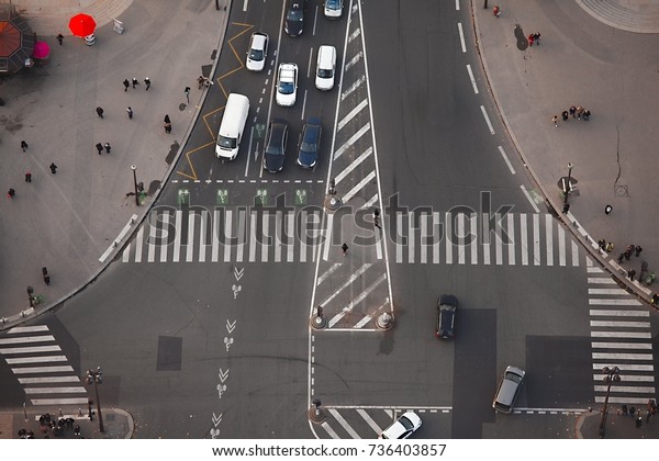 Intersection Urban Roads Stock Photo (Edit Now) 736403857