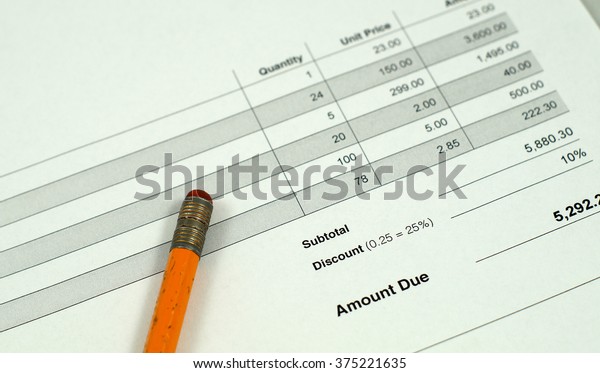 Invoice Pencil Stock Photo 375221635 | Shutterstock