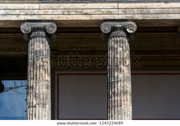 Ionic Columns Architecture Detail On Sunny Stock Photo 1245224689 ...