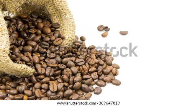 Isolate Coffee Beans Bag White Background Stock Photo (Edit Now) 389647819