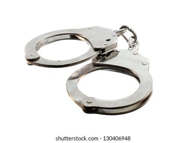 Handcuff On White Background Stock Photo (Edit Now) 64165951