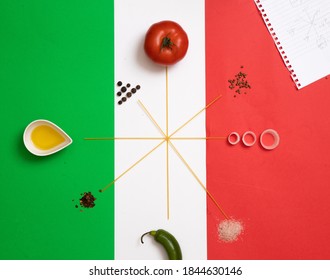 Italian Flag Enhanced Basic Pasta Ingredients Stock Photo 1844630146 ...