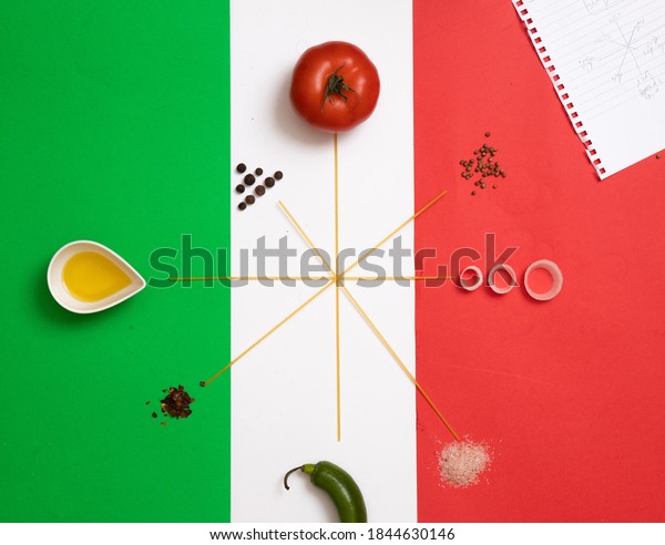Italian Flag Enhanced Basic Pasta Ingredients Stock Photo 1844630146 ...