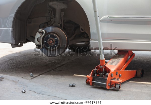 Jacking Car Emergency Jack Stock Photo 99417896 | Shutterstock