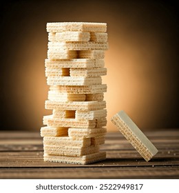 Jenga Tower Disordered Generated White Vanilla AI-generated image ...