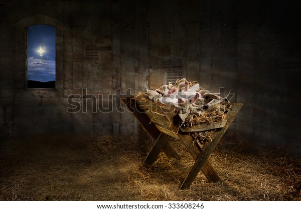 Jesus Resting On Manger While Light Stock Photo (Edit Now) 333608246