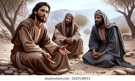 Disciples Jesus Distributing Bread Fish Many AI-generated image ...