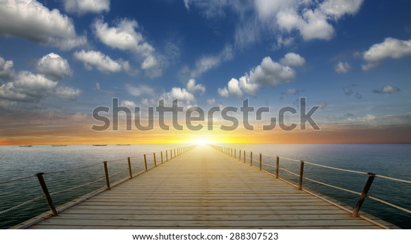 Jetty Pointing Toward Ocean Dramatic Sunset Stock Photo 288307523 ...