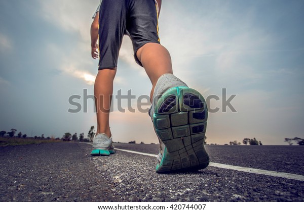 Jogging On Road Stock Photo 420744007 | Shutterstock