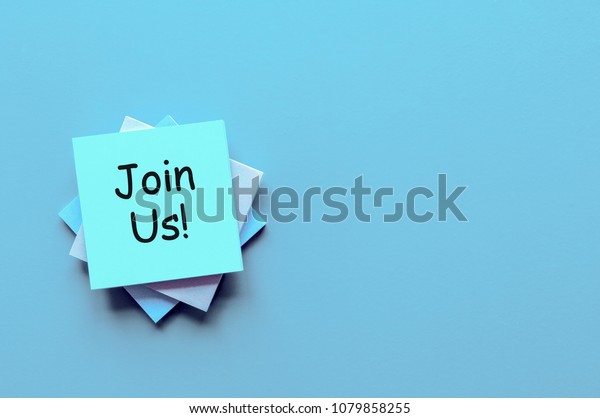 Join Us Note Blue Background Copy Stock Photo 1079858255 | Shutterstock