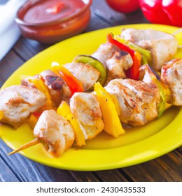 Raw Pork Kebab Kefir Plate On AI-generated image 2308527079 | Shutterstock