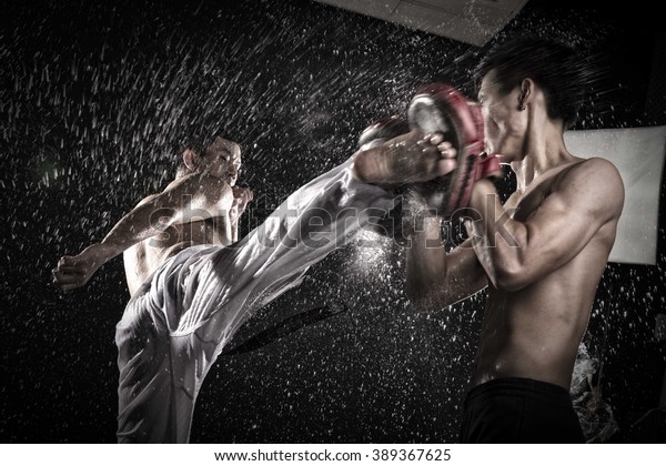 Kickboxing Class Practice Training High Kicks Stock Photo (Edit Now ...