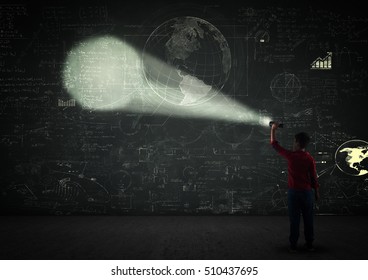 Kid Using Flashlight Dark Room On Stock Photo 510437695 | Shutterstock