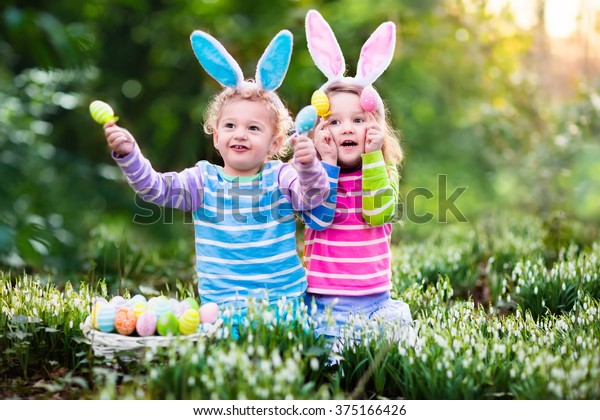 Kids On Easter Egg Hunt Blooming Stock Photo 375166426 | Shutterstock