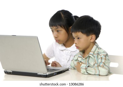 Kids Playing Computer Games Learning Online Stock Photo 13086286 ...