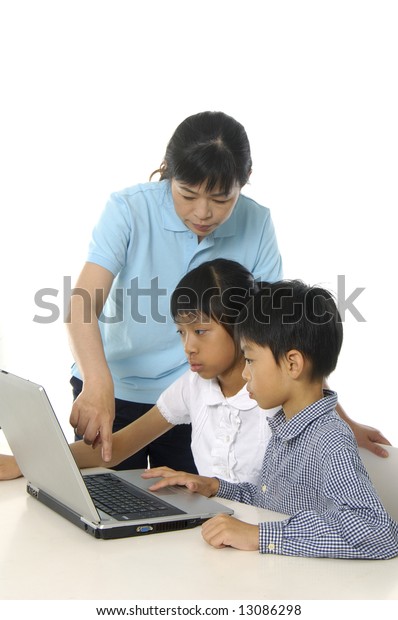 Kids Playing Computer Games Learning Online Stock Photo 13086298 ...