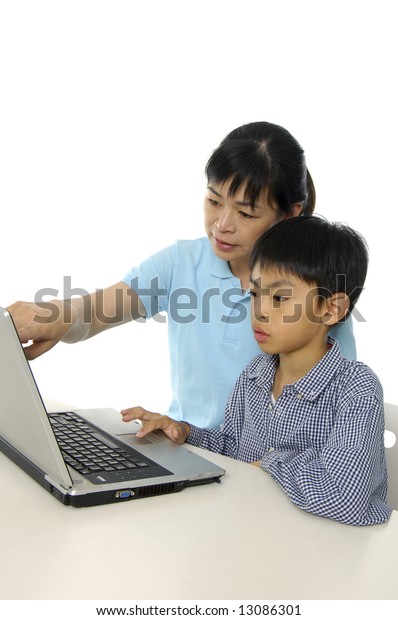 Kids Playing Computer Games Learning Online Stock Photo 13086301 ...