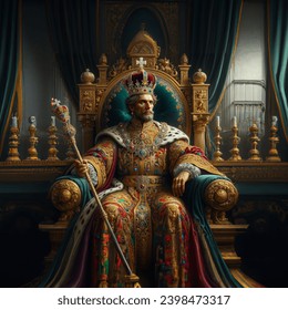 Realistic Image Obese King Sitting On AI-generated image 2492530695 ...