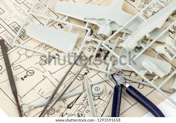 Kit Assembling Gray Plastic Airplane Model Stock Photo 1293591658 ...