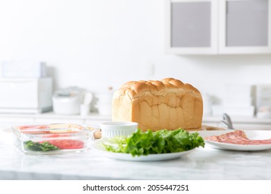 Kitchen Background Kitchen Landscape Bread Stock Photo 2055447251 ...