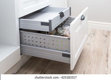 Kitchen Cupboard Opened Drawer Inner Drawer Stock Photo 425183317 ...