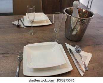 Kitchen Laid Table Objects Plates Cutlery Stock Photo 1098275576 ...