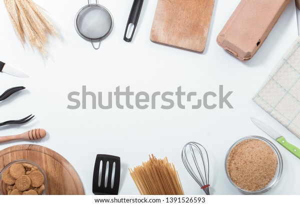 Kitchen Tools Background Kitchen Cooking Stock Photo 1391526593 ...