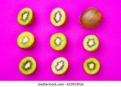 Kiwi Fruit Pattern On Pink Colored Stock Photo (Edit Now) 613953926