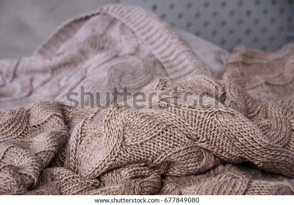 Knitted Plaid Stock Photo (Edit Now) 677849080