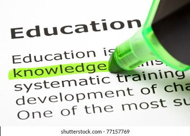 Knowledge Highlighted Green Under Heading Education Stock Photo ...