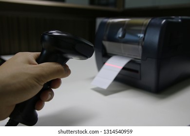 Label Printer Wireless Barcode Scanners Stock Photo 1314540959 ...