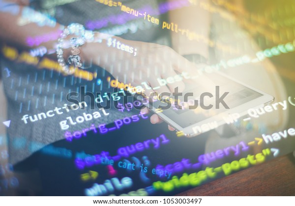 Lady Women She Programmer She Coding Stock Photo 1053003497 | Shutterstock