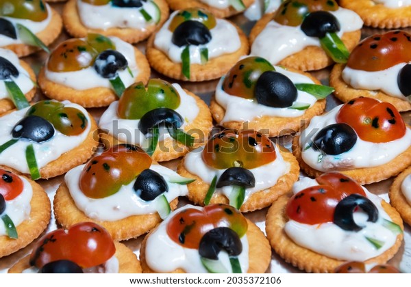 Ladybug Cracker Appetizer Fun Snacks Kids Stock Photo 2035372106 ...