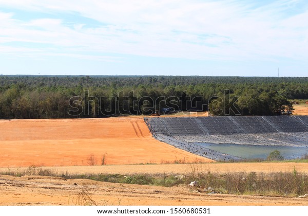 Landfill Using Geomembrane Cap Empty Space Stock Photo 1560680531 ...