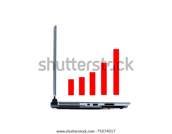 Laptop Computer Bar Graph Isolated Against Stock Photo 75074017 ...