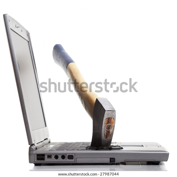 Laptop Computer Damaged Axe Concept Anger Stock Photo (Edit Now) 27987044