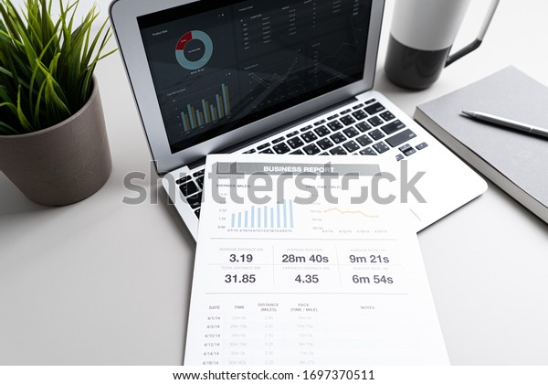 Laptop Graph Chart Report Screen On Stock Photo 1697370511 | Shutterstock