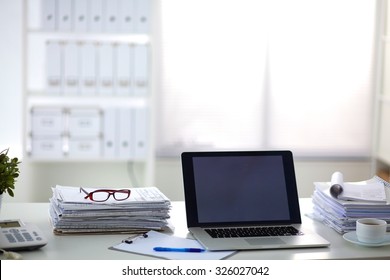 Laptop Stack Folders On Table On Stock Photo 326027042 | Shutterstock