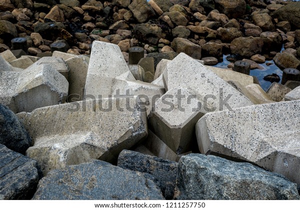 Large Angular Concrete Block Shapes On Stock Photo 1211257750 ...