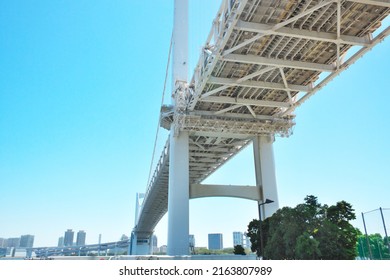 Large Bridge That Passes Dynamically Overhead Stock Photo 2163807989 ...