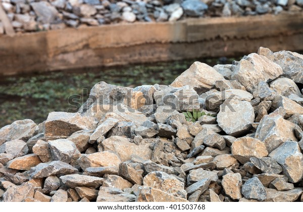 Large Crushed Stone Chunks Backgroundblurred Background Stock Photo ...